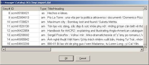 New Records Imported into Voyager from OCLC | Yale University Library